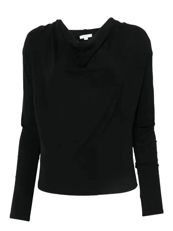 Vince Cowl-neck Long-sleeve Top - Black