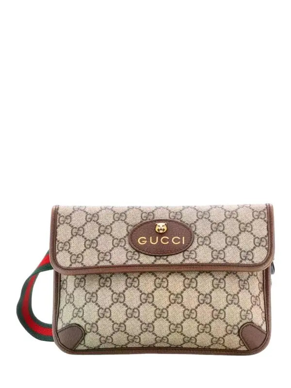 Gucci Neo Vintage Flap Gg Coated Canvas Belt Bag - Brown