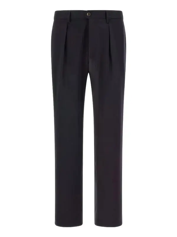 Incotex Pleated Logo-detail Trousers - Blue