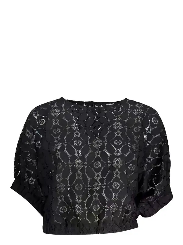 Desigual Floral-lace Cropped Top - Black