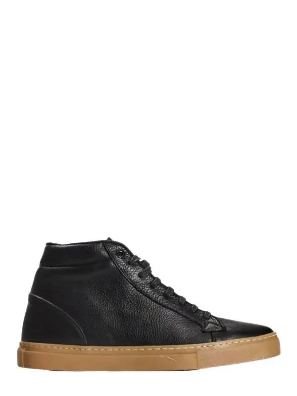 ROBERTO PEPE LUXURY Pebbled-leather High-top Sneakers - Black