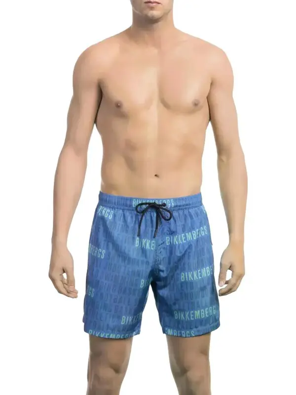 BIKKEMBERGS Logo-print Drawstring Swim Shorts - Blue