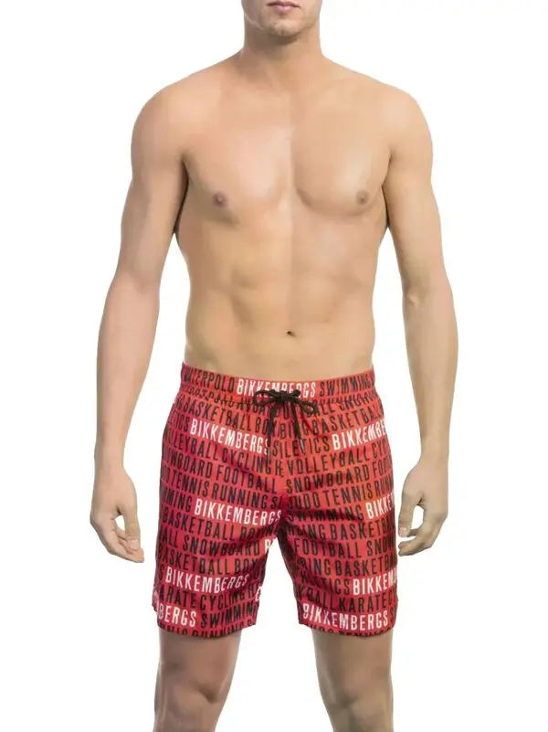 BIKKEMBERGS Logo-print Swim Shorts - Red
