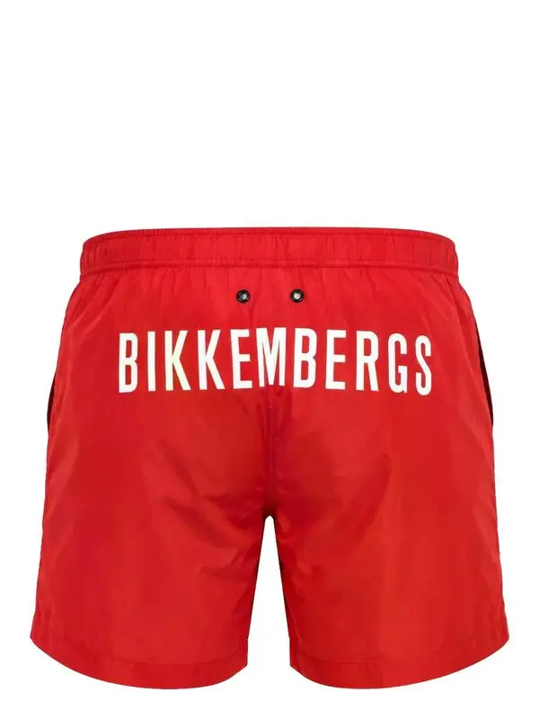 BIKKEMBERGS Logo-print Graphic-print Swim Shorts - Red