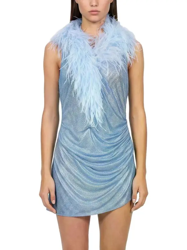 Giuseppe Di Morabito Feather-trim Ruched Mini Dress - Blue