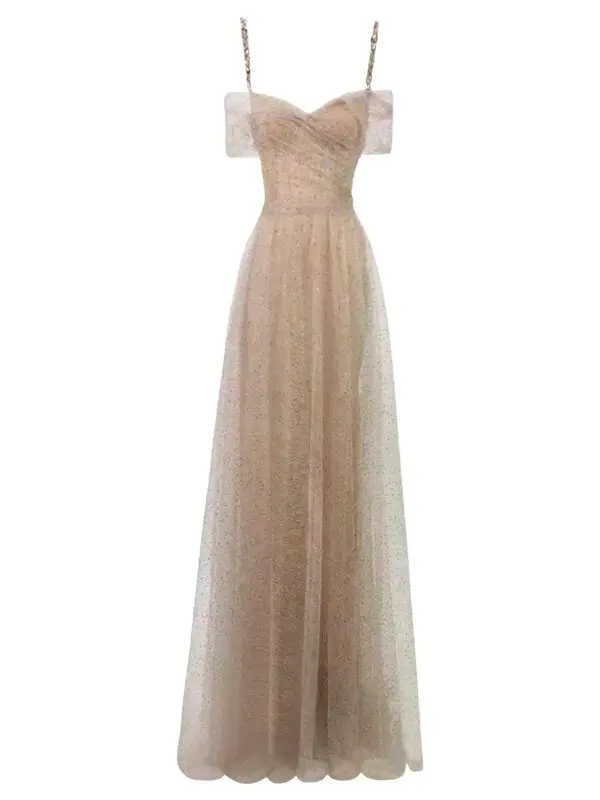 GEMY MAALOUF Off-the-shoulder Flared Maxi Dress - Neutrals