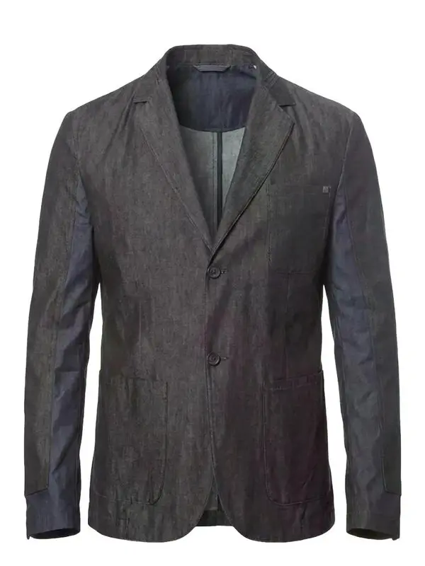 VERRI Denim-texture Cotton Blazer - Grey