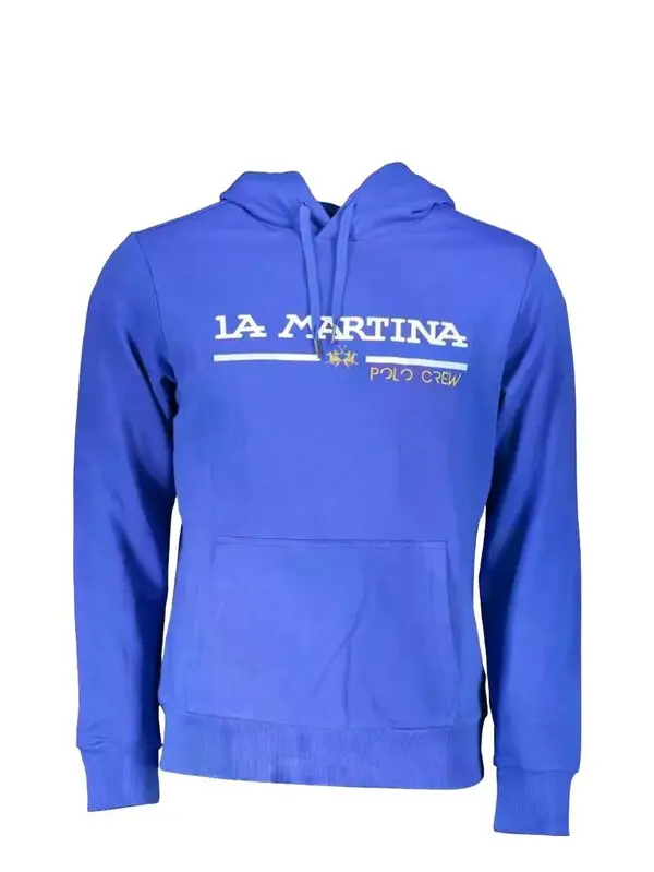 LA MARTINA Embroidered Logo-print Hoodie - Blue