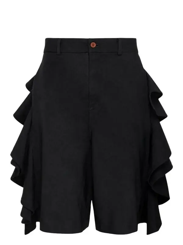 Comme Des Garçons Ruffled Gabardine Shorts - Black