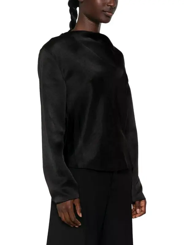 Vince Satin Cowl-neck Blouse - Black