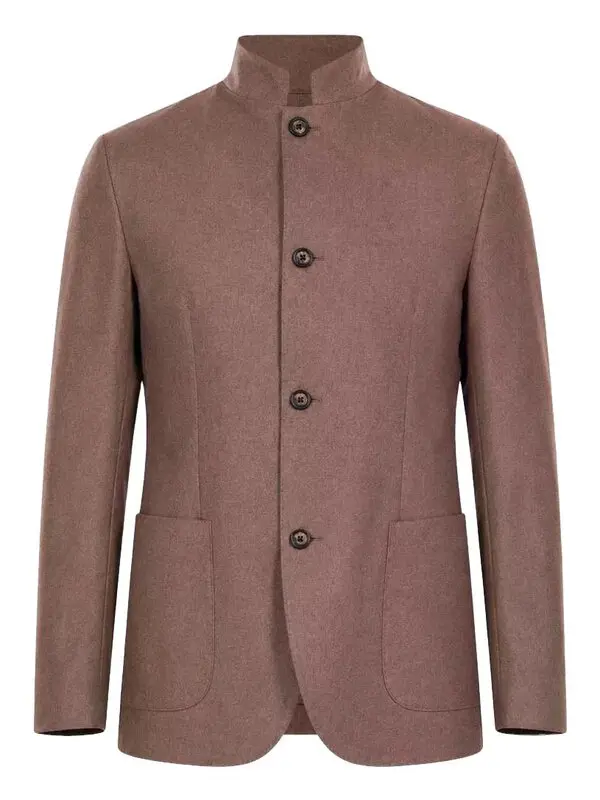 Eleventy Mandarin-collar Single-breasted Suit - Brown
