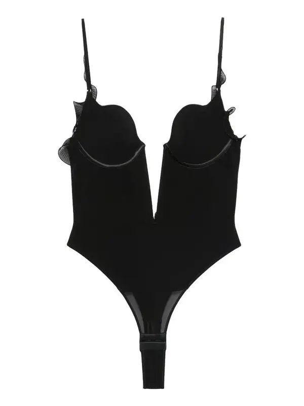 TOM FORD Ruffled Plunge-neck Bodysuit - Black
