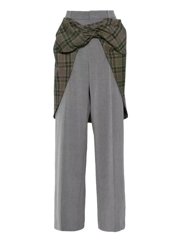Vivetta Check-panelled Wide-leg Trousers - Grey