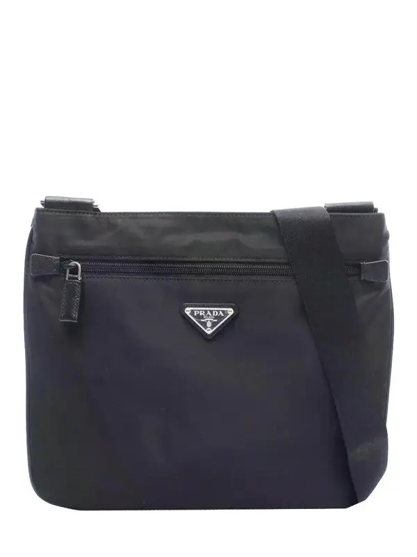 Prada 2000-2013 Tessuto Zip Top Crossbody Bag - Black