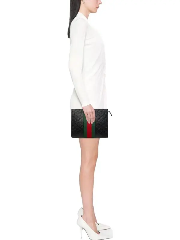Gucci 2000-2015 Guccissima Web Clutch Bag - Black