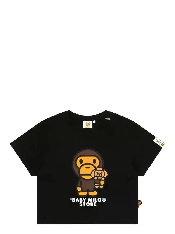 A BATHING APE Baby Milo Graphic-print Cropped T-shirt - Brown