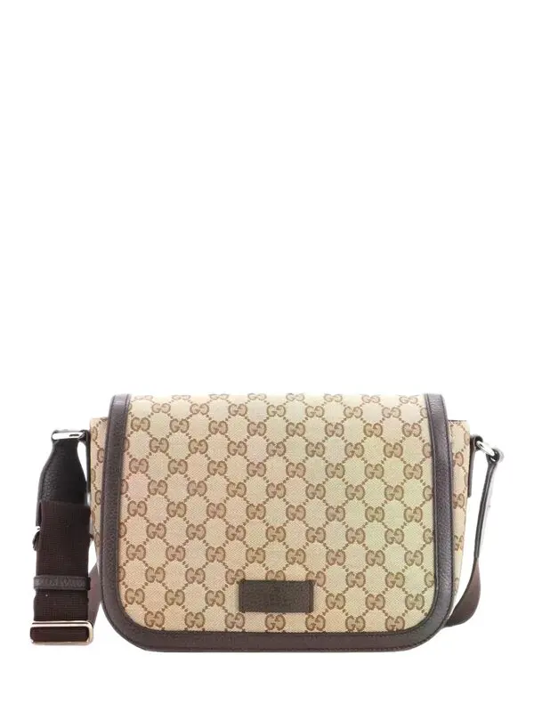 Gucci Flap Messenger Bag Gg Canvas Small Crossbody Bag - Brown