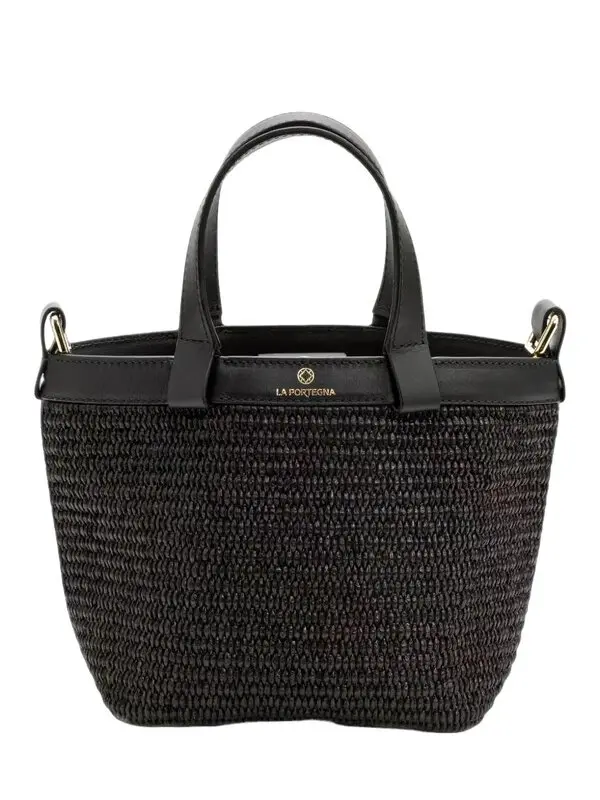 LA PORTEGNA Teresita Leather-trim Tote Bag - Black