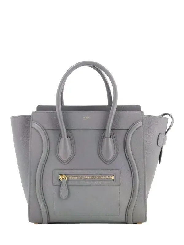 Celine Luggage Bag Grainy Leather Micro Tote Bag - Grey