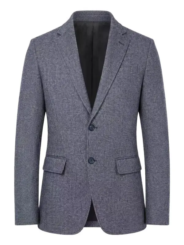 FERRI Herringbone Notch-lapel Blazer - Blue
