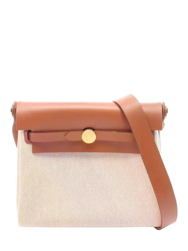 Hermès 2025 Military Toile And Vache Hunter Herbag Zip 20 Crossbody Bag - Neutrals