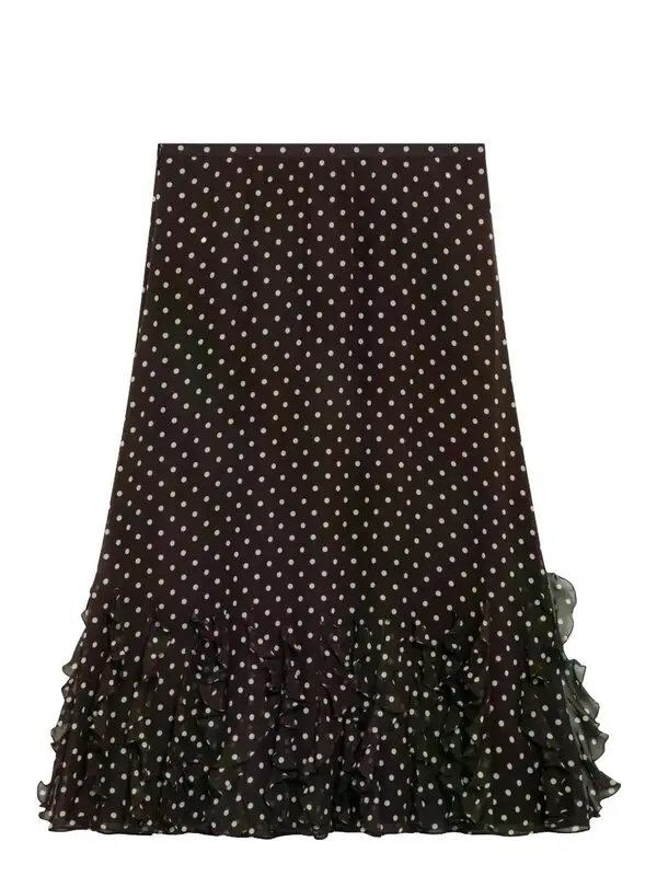 Valentino Garavani Polka-dot Ruffled Skirt - Brown