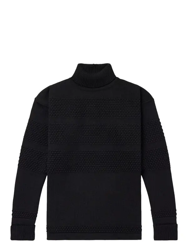 S.N.S. HERNING Textured Virgin Wool Rollneck Sweater - Black