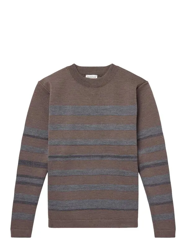 S.N.S. HERNING Given Striped Wool Sweater - Brown
