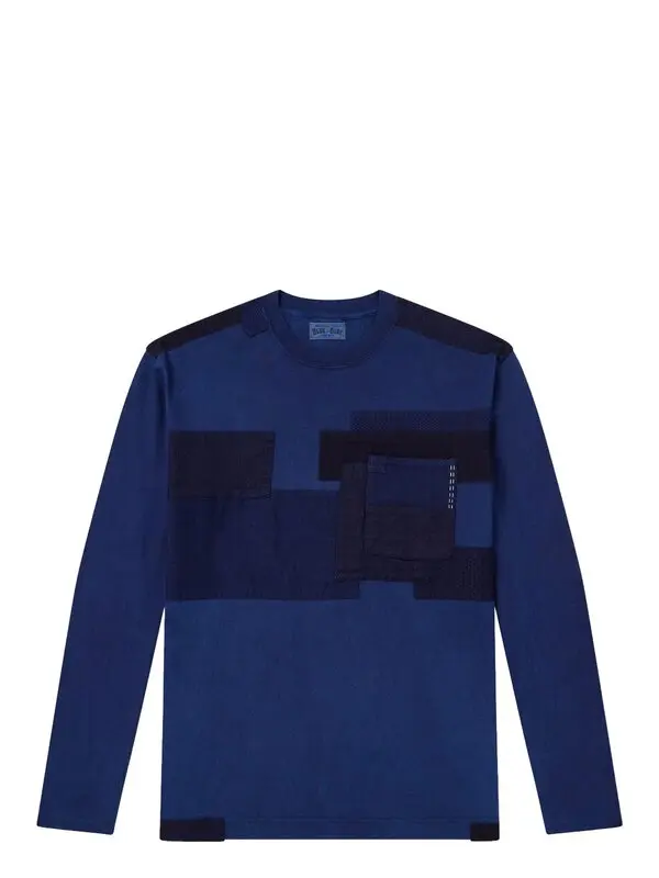 Blue Blue Japan Nenrin Patchwork Cotton-jersey T-shirt - Blue