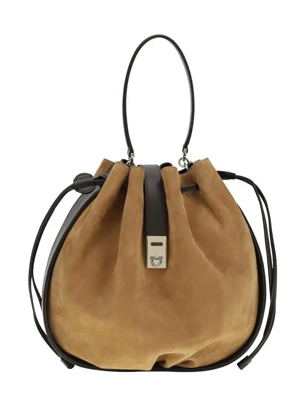 FERRAGAMO Hug Buckle Bucket Bag - Brown