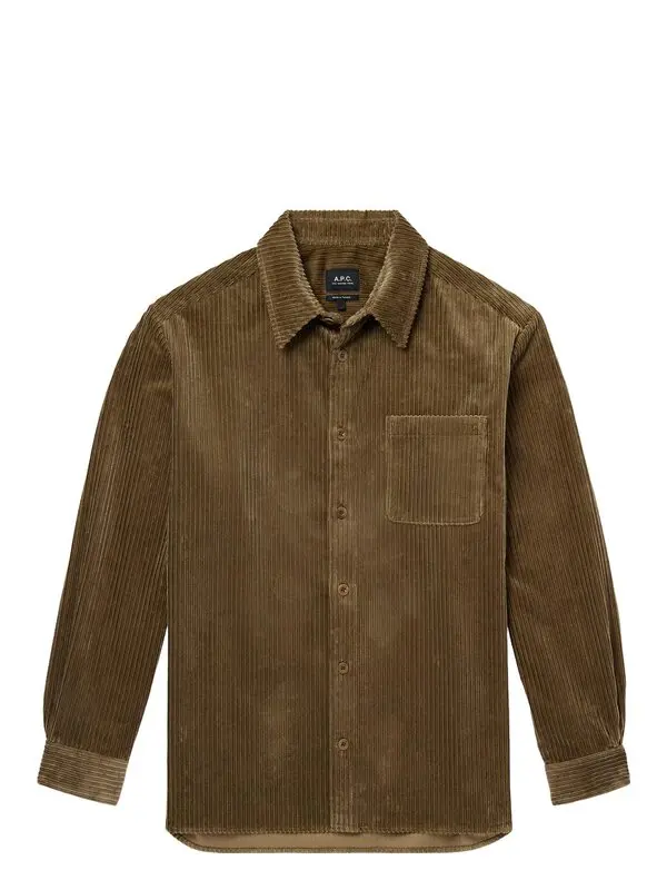 A.p.c. Mateo Logo-embroidered Cotton-corduroy Shirt - Brown