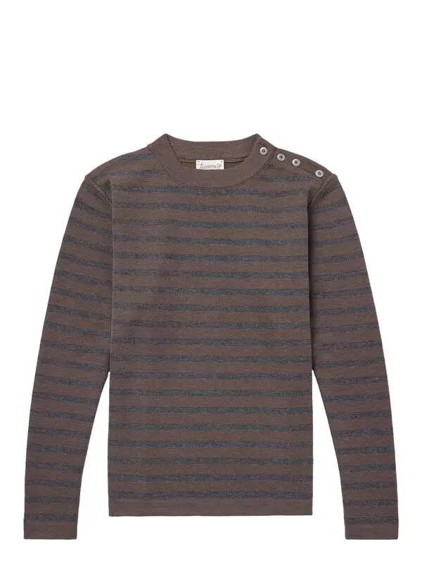 S.N.S. HERNING Naval Striped Virgin Wool Sweater - Brown
