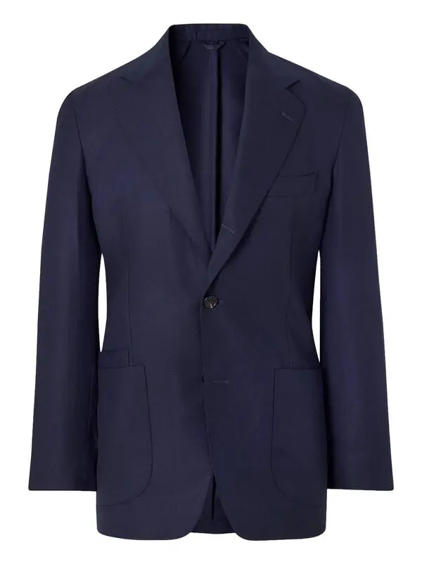 DRAKE'S Virgin Wool Canvas Blazer - Blue