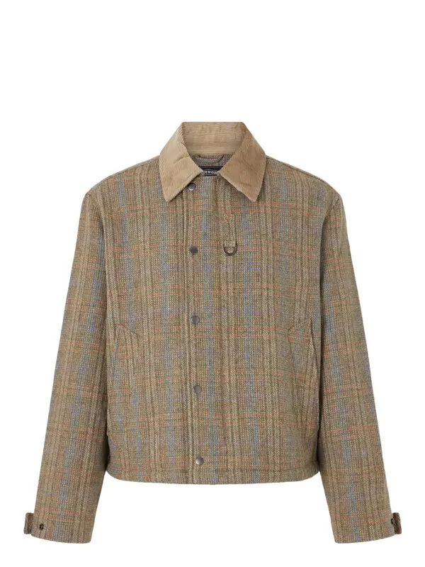 FRIZMWORKS Corduroy-trimmed Checked Wool Jacket - Neutrals
