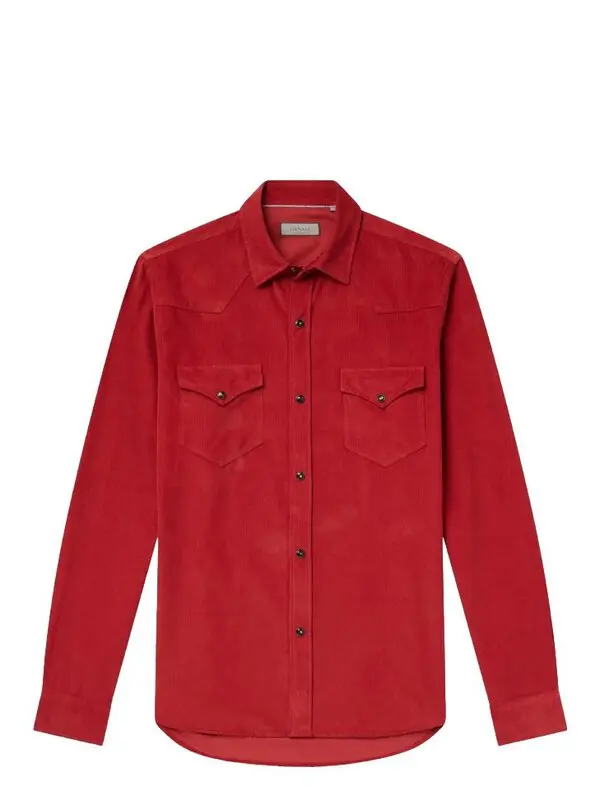 Canali Cotton-corduroy Shirt - Red