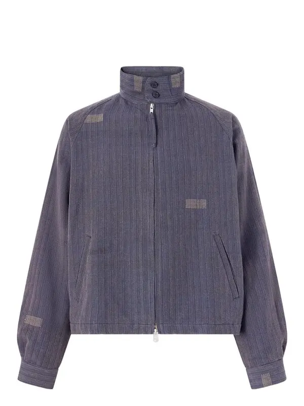 KARDO Stanley Embroidered Pinstriped Cotton Bomber Jacket - Blue