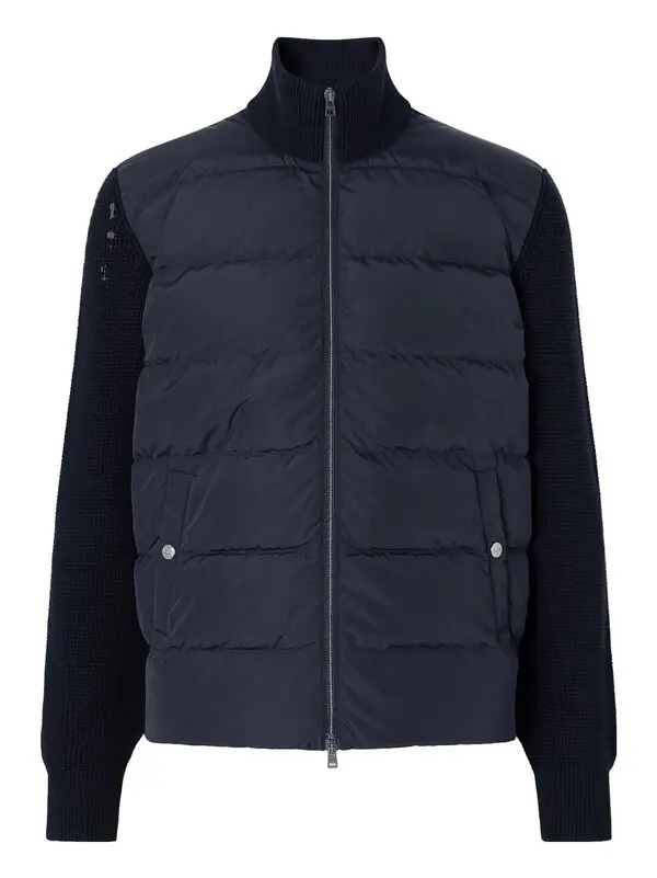 Herno Waffle-knit Wool And Quilted Shell Down Jacket - Blue