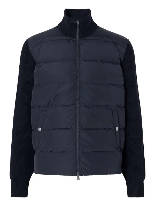 Herno Waffle-knit Wool-trimmed Quilted Shell Down Jacket - Navy
