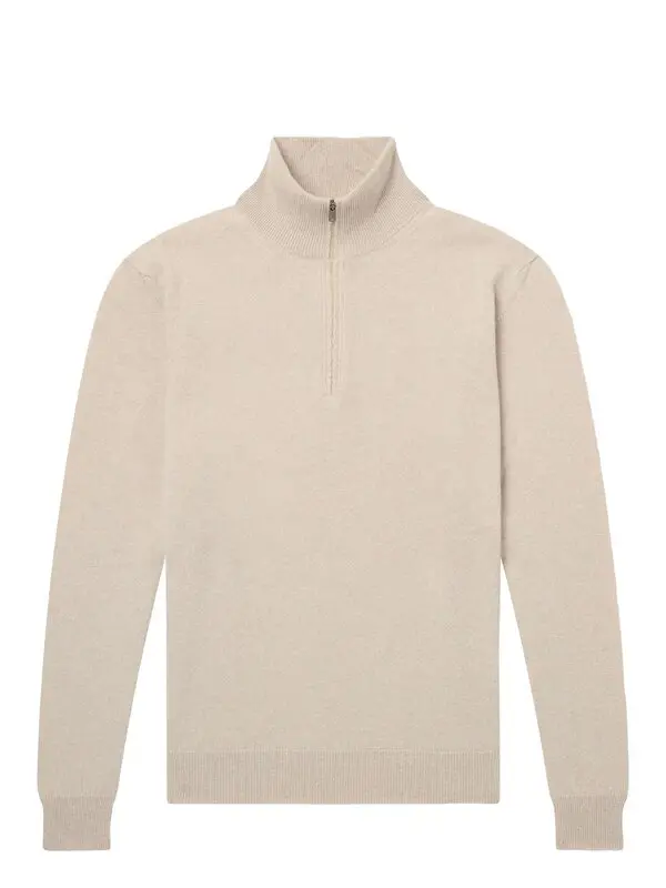 Massimo Alba Liam Cashmere Half-zip Sweater - Beige