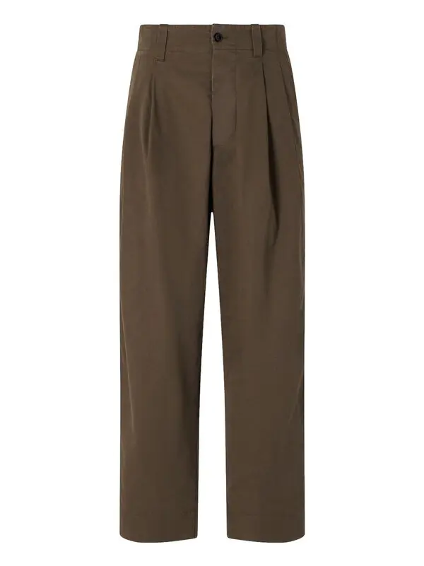 MARGARET HOWELL Mhl. Straight-leg Pleated Cotton Trousers - Brown