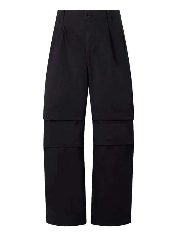 MARGARET HOWELL Mhl. Wide-leg Pleated Cotton-poplin Trousers - Black