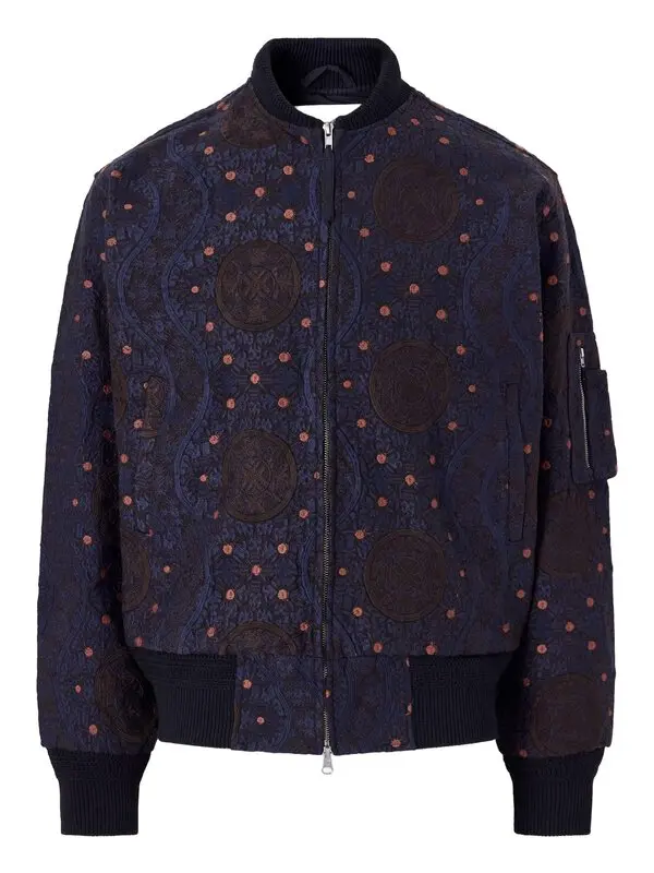 KARDO Max Embroidered Cotton Bomber Jacket - Navy