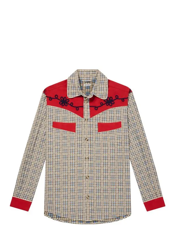 BODE River City Western Checked Cotton Shirt - Red