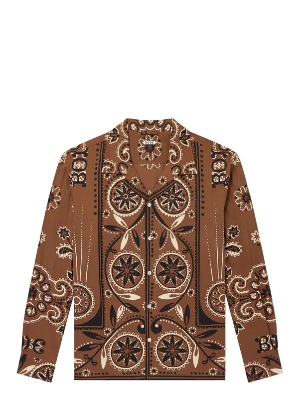 BODE Bandana Printed Cotton Shirt - Brown