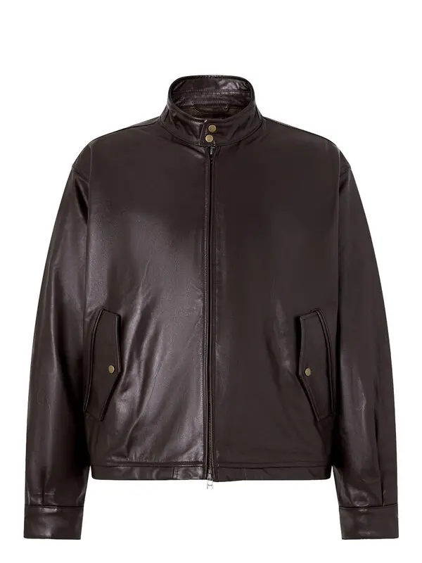 FRIZMWORKS Waxed Leather Jacket - Brown