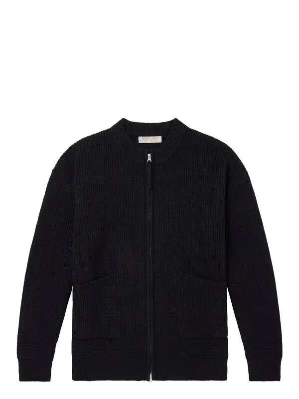 FRIZMWORKS Ribbed Wool-blend Zip-up Sweater - Black
