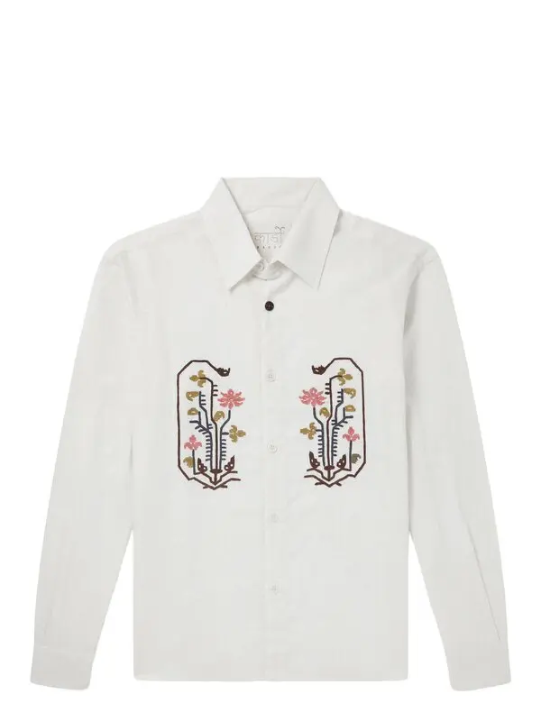 KARDO Luis Embroidered Cotton Shirt - Neutrals