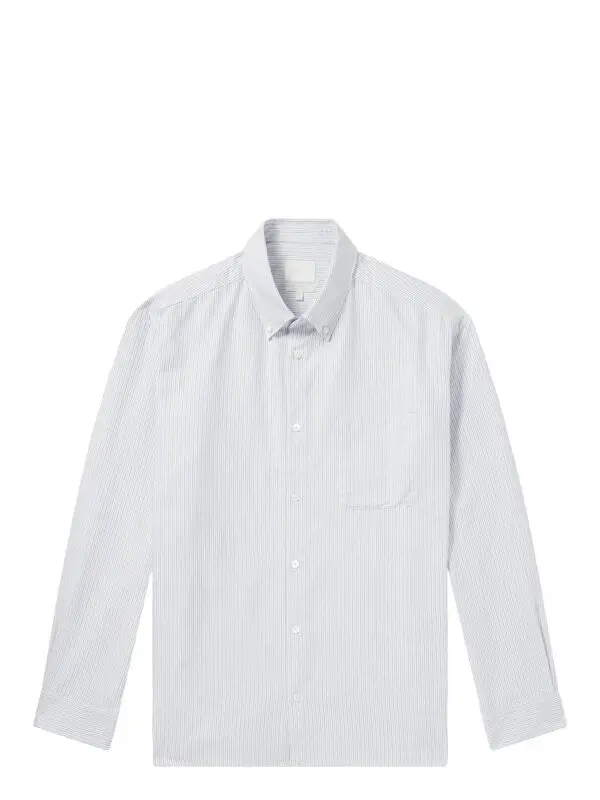 A.p.c. Mateo Striped Logo-embroidered Cotton-poplin Shirt - Blue