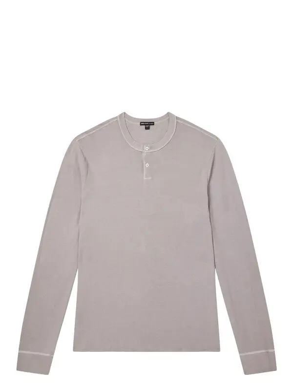 JAMES PERSE Cotton-jersey Henley T-shirt - Gray