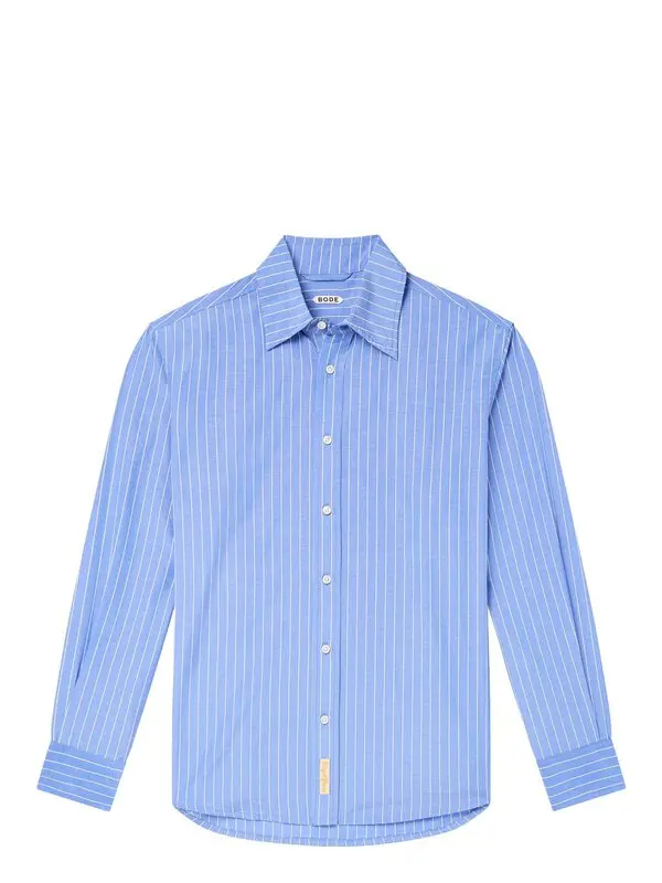 BODE Striped Cotton-poplin Shirt - Blue